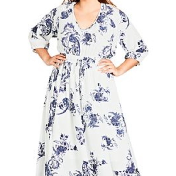 City Chic | Dresses | City Chic 6w Shinjuku White Blue Floral Maxi Dress | Poshmark